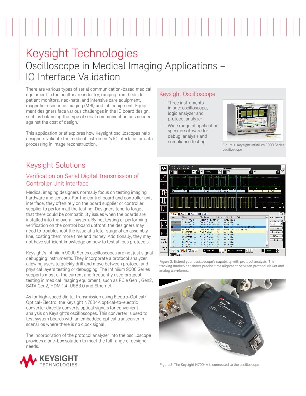 Oscilloscope in Medical Imaging – IO Interface Validation PDF Asset Page | Keysight
